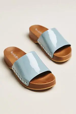 Seychelles Wood Bottom Slide Sandals - Blue