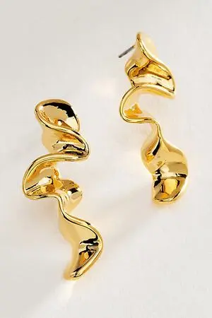 Anthropologie Swirl Drop Earrings - Gold
