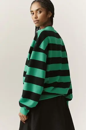 LETLUV Striped Long-sleeve Crew-neck Pullover