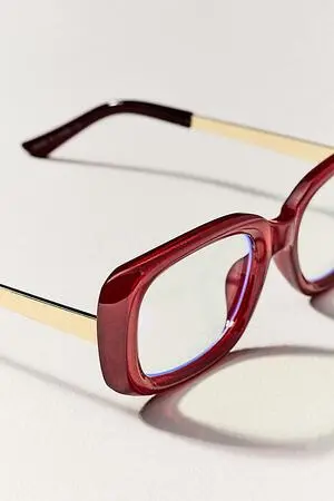 I-SEA Rectangle East-west Blue Light Filtering Eyeglasses - Cherry Red