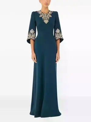 Jenny Packham Ice Cascade Embellished Gown - Blue