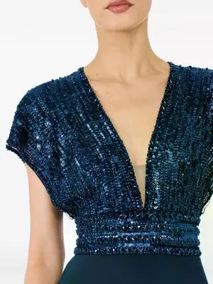 Jenny Packham Cary Sequin V-neck Dress