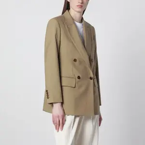 Max Mara Camel Wool-blend Double-breasted Jacket - Beige
