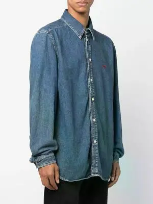 DIESEL® Logo-embroidered Denim Shirt - Blue