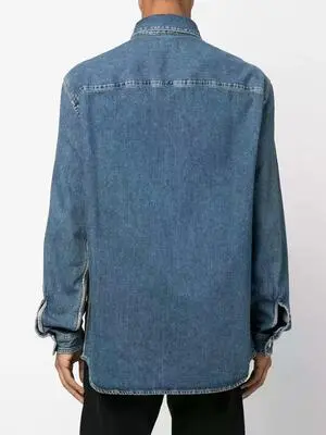 DIESEL® Logo-embroidered Denim Shirt - Blue