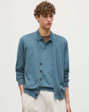 Johnstons Of Elgin Forsyth Superfine Cashmere Cardigan - Blue