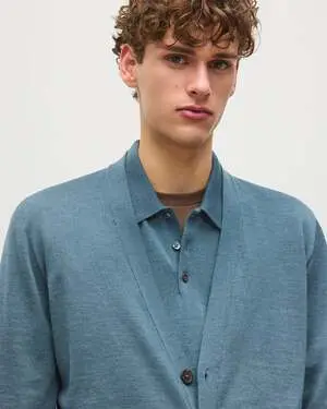 Johnstons Of Elgin Forsyth Superfine Cashmere Cardigan - Blue