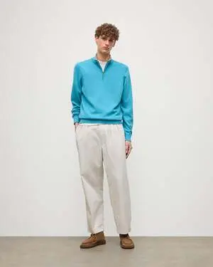 Johnstons Of Elgin Classic Cashmere Zip Neck Jumper - Blue
