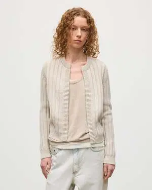 Johnstons Of Elgin Lecht Cashmere Crew Cardigan - Natural