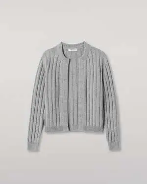 Johnstons Of Elgin Lecht Cashmere Crew Cardigan - Grey