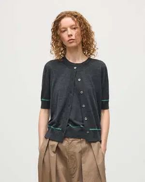 Johnstons Of Elgin Brae Merino Wool Cardigan - Grey
