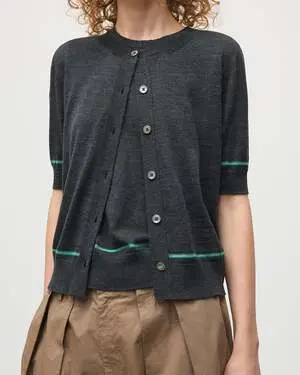 Johnstons Of Elgin Brae Merino Wool Cardigan - Grey