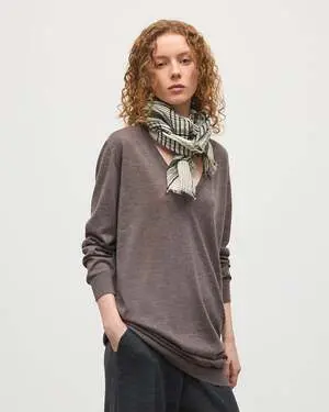 Johnstons Of Elgin Elise Long Superfine Cashmere Jumper - Brown