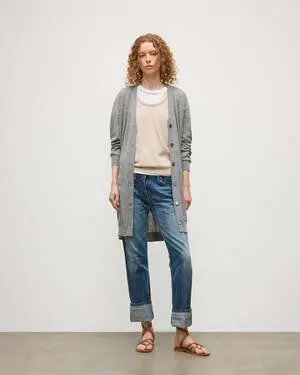 Johnstons Of Elgin Elise Long Superfine Cashmere Cardigan - Grey
