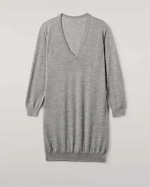 Johnstons Of Elgin Elise Long Superfine Cashmere Jumper - Grey