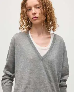 Johnstons Of Elgin Elise Long Superfine Cashmere Jumper - Grey