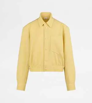 TOD'S Cropped Wool Overshirt - Yellow