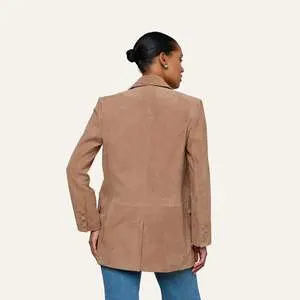 L'Agence Aimee Oversized Suede Blazer - Cappuccino