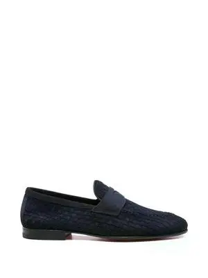 Santoni Woven-strap Leather Loafers - Blue