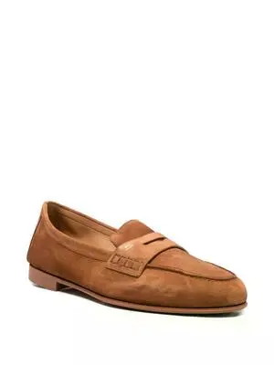 Santoni Penny-strap Suede Loafers - Brown