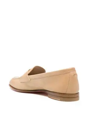 Santoni Penny-strap Leather Loafers - Neutrals
