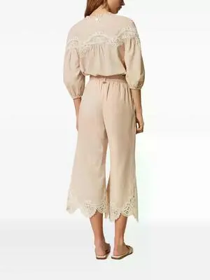 TWINSET Lace-trimmed Belted Trousers - Neutrals