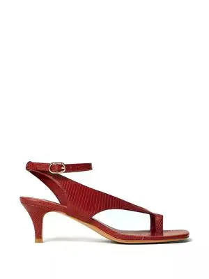 TWINSET Lizard-effect Toe Post Sandals