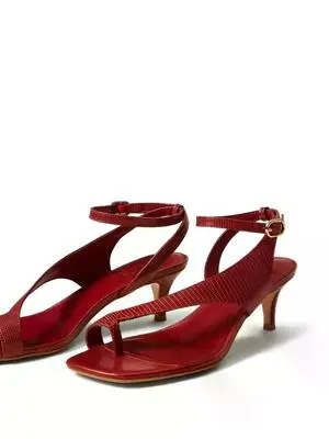 TWINSET Lizard-effect Toe Post Sandals