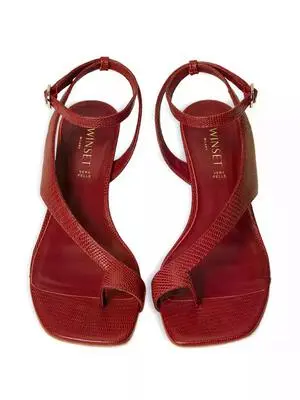 TWINSET Lizard-effect Toe Post Sandals