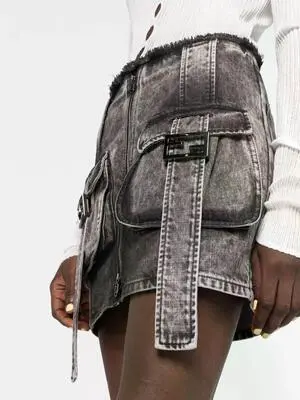 Fendi Stonewashed Denim Cargo Skirt