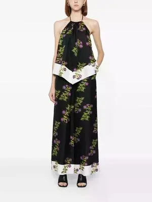 Cynthia Rowley Floral-print Trousers - Black