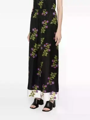 Cynthia Rowley Floral-print Trousers - Black