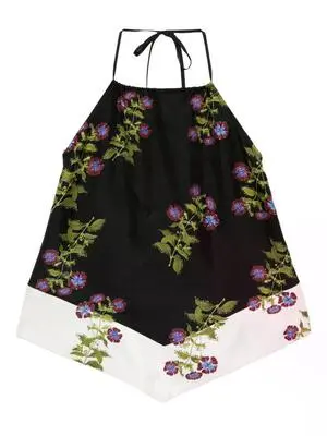 Cynthia Rowley Floral-print Strapless Top - Black