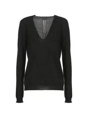 Rick Owens Temple V-neck Long-sleeve Sweater - Black