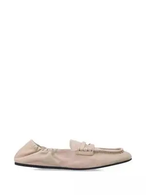Miu Miu Ruched Moccasin Loafers - Neutrals