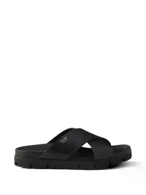 Prada Crisscross Rubber Slides - Black
