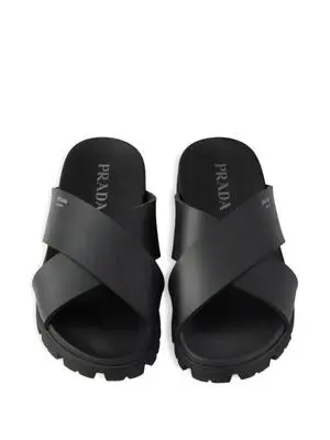 Prada Crisscross Rubber Slides