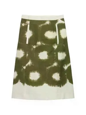 Prada Printed Canvas Straight Skirt - Green