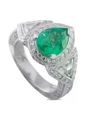 LB EXCLUSIVE Diamond And Emerald Ring - Silver