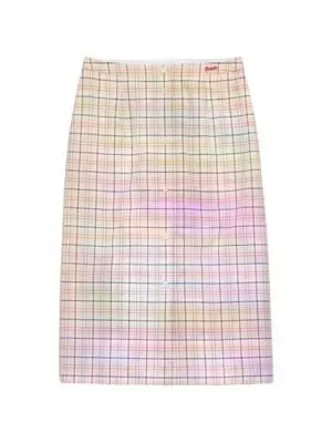 Prada Checked Cotton Poplin Pencil Skirt