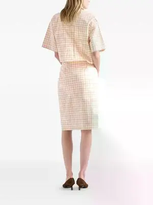 Prada Checked Cotton Poplin Pencil Skirt