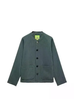 Shanghai Tang Herringbone Button Jacket - Green