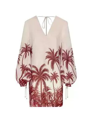 ANDRES OTALORA Tropical-print Mini Dress - Neutrals
