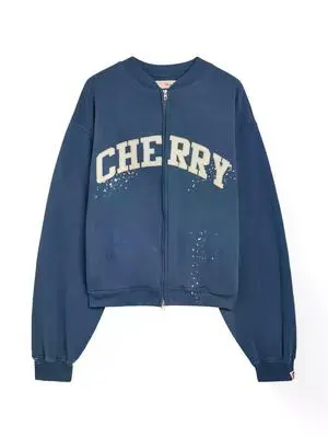 CHERRY LA Zip-up Embroidered Sweatshirt