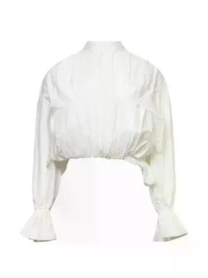 YCH Bralette Pleated Blouse - White