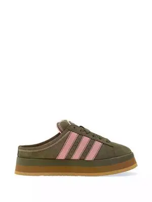 Adidas Campus 00s Three-stripes Platform-sole Slippers - Green