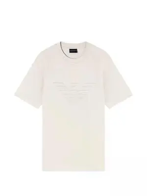 Emporio Armani Embossed-logo Round-neck T-shirt - Neutrals