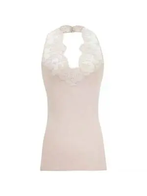 Saint Laurent Lace-detail Top - Neutrals