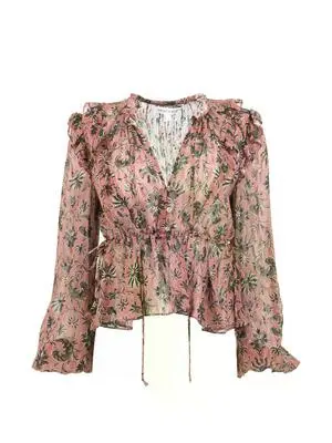 Veronica Beard Floral-print Ruffled Blouse - Pink