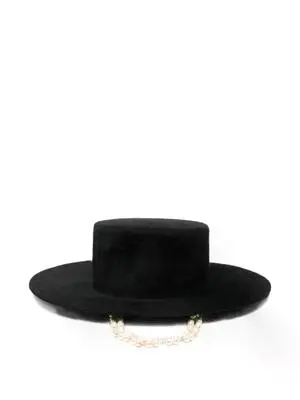 Ruslan Baginskiy Canotier Hat With Chain - Black